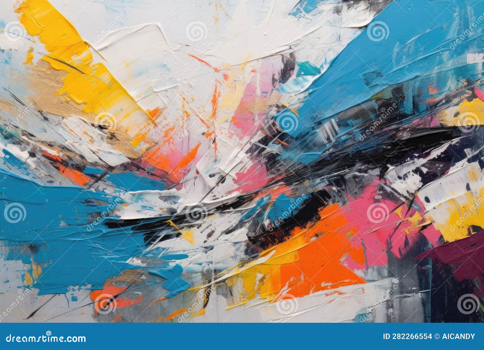 Collision of Vibrant Acrylic Strokes and Abstract Textures, Creating a ...