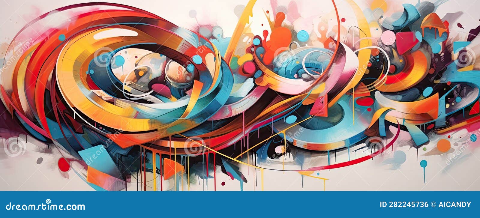 Collision of Vibrant Graffiti Elements and Abstract Shapes, Infusing ...