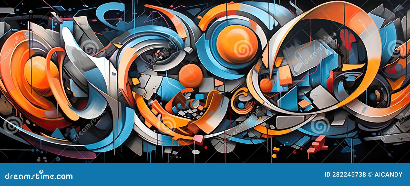 Collision of Vibrant Graffiti Elements and Abstract Shapes, Infusing ...