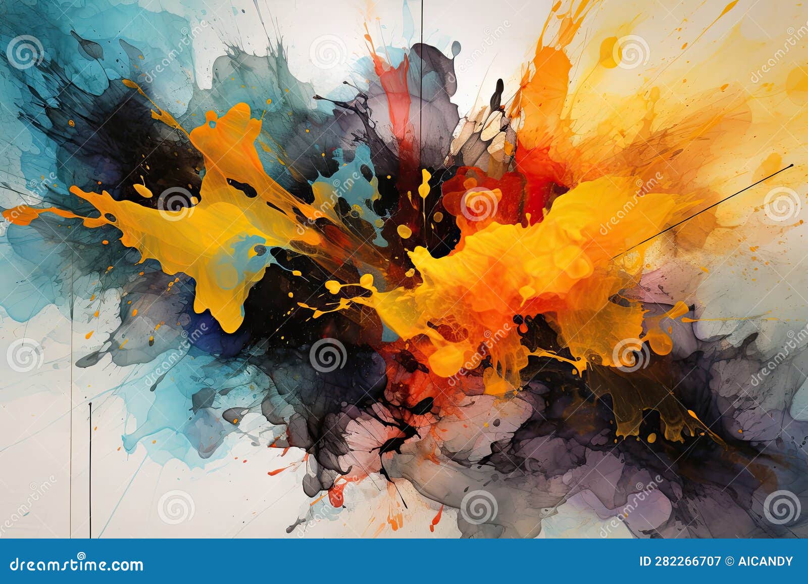 Collision of Vibrant Ink Blots and Abstract Textures, Creating an ...
