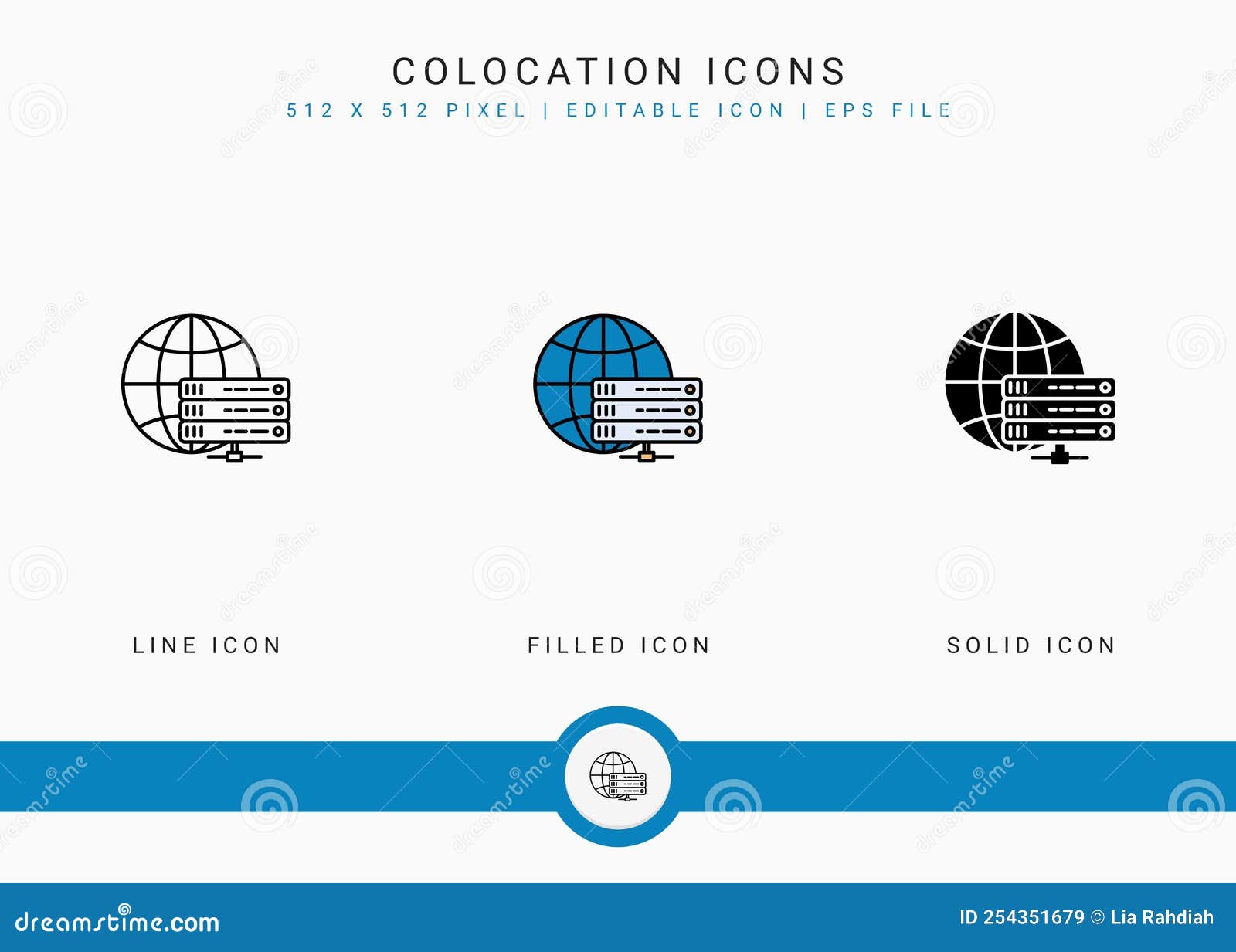 Colocation Icons Set Vector Illustration with Solid Icon Line Style ...
