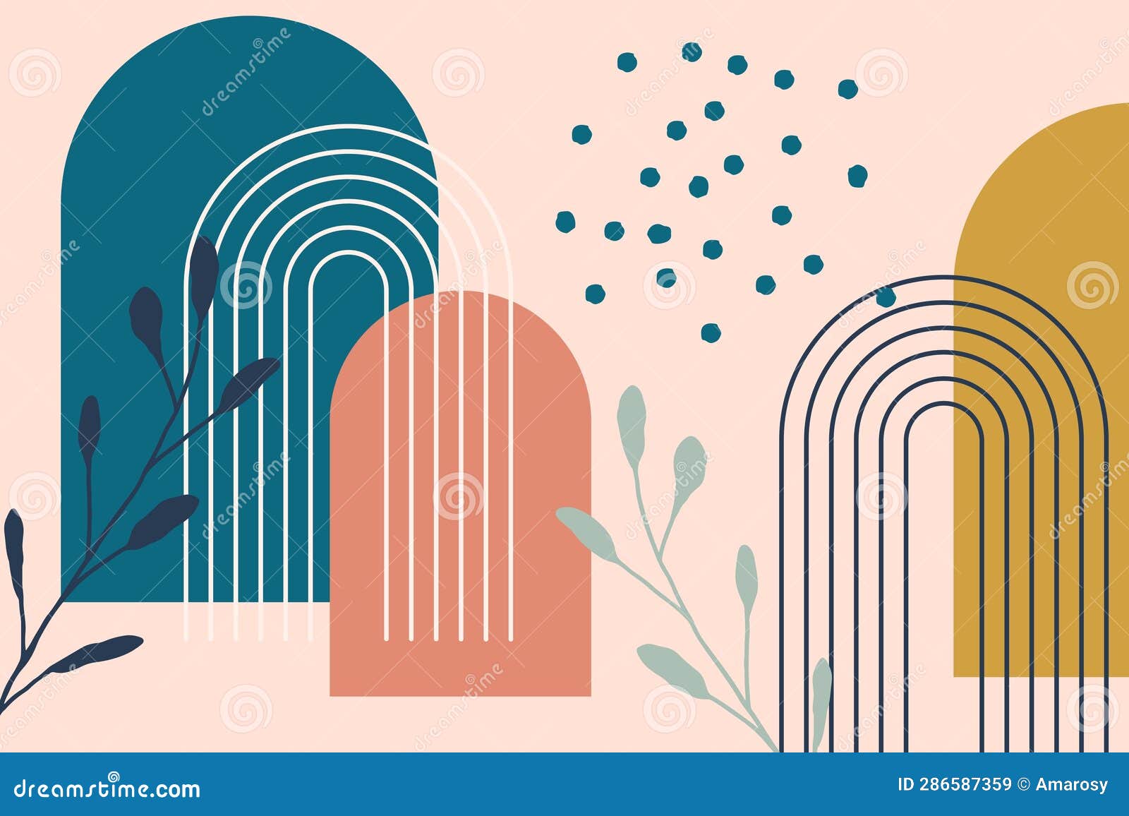 Coloful Abstract Background with Popular Boho Elements. Stock ...