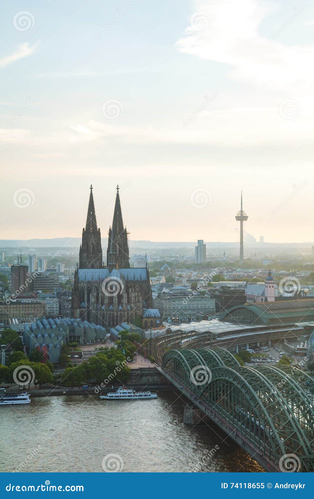 Cologne Aerial Overview before Sunset Stock Image - Image of attraction ...
