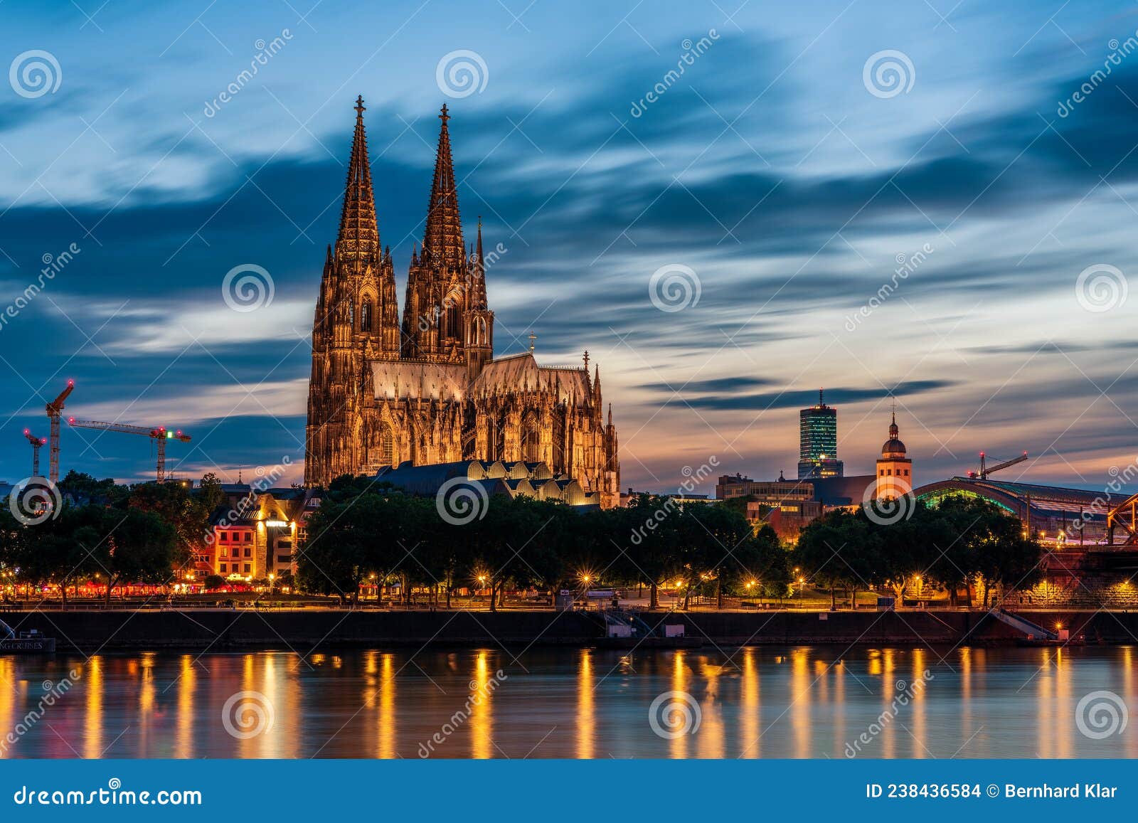 Cologne Cathedral at the Blue Hour, Germany. Stock Photo - Image of ...