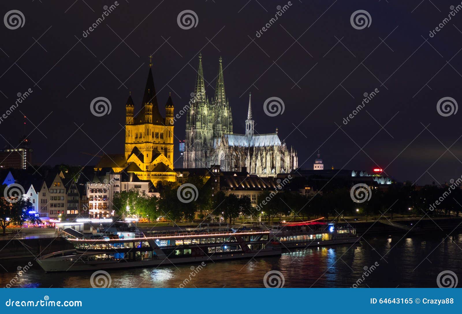 Cologne Cathedral at night stock image. Image of tourist - 64643165