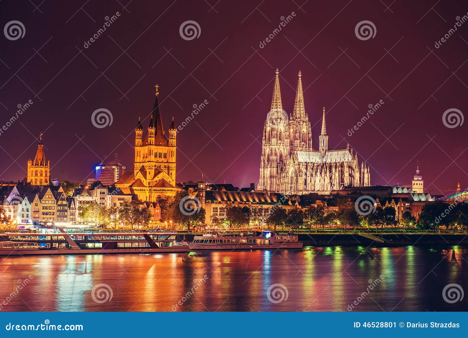 Cologne Cathedral Night Scene Stock Image - Image of koeln, light: 46528801