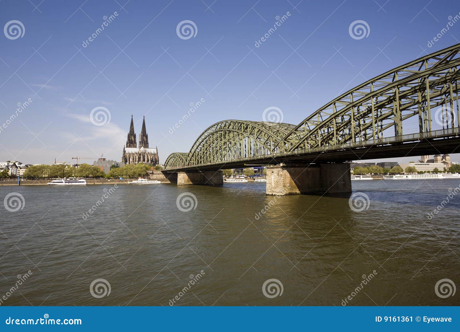 Cologne Cathedral, River Rhine Stock Image - Image of germany, bridge ...
