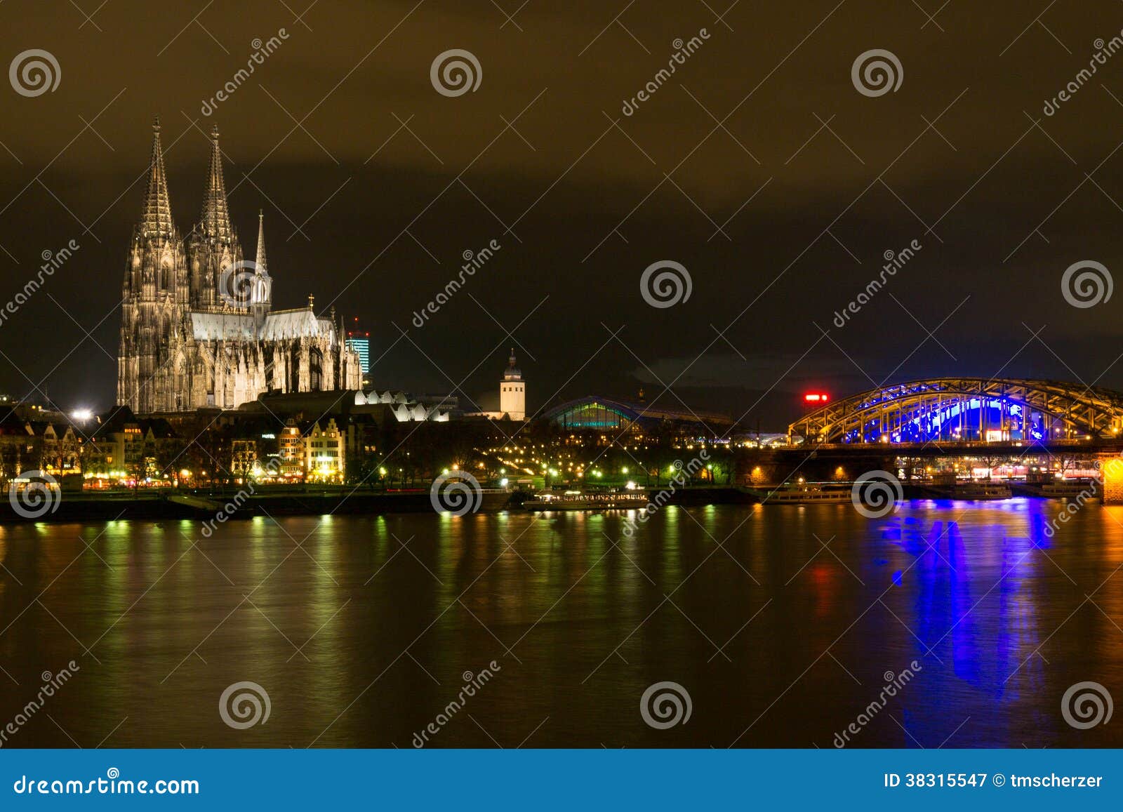 Cologne Catheral and Skyline at Night Stock Image - Image of cathedral ...