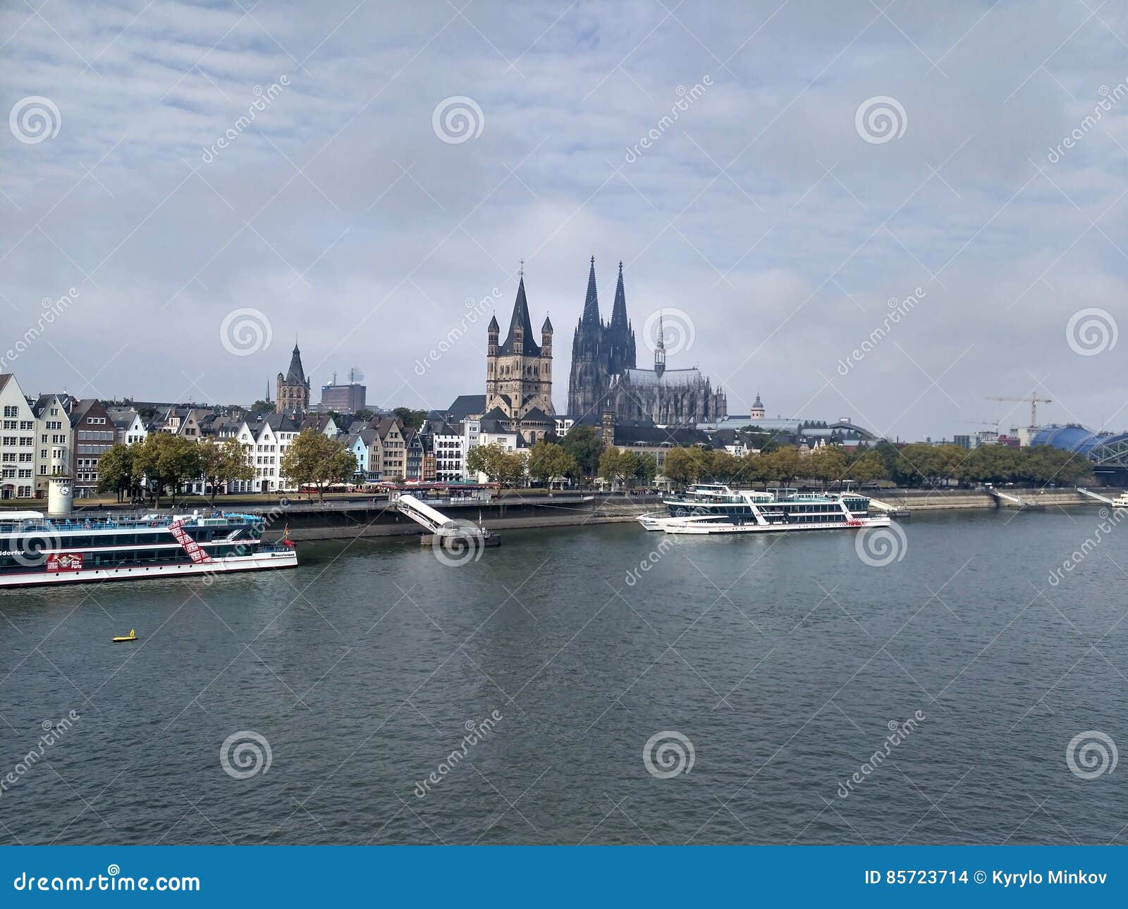 Cologne Center and Rhine River. Editorial Stock Image - Image of north ...