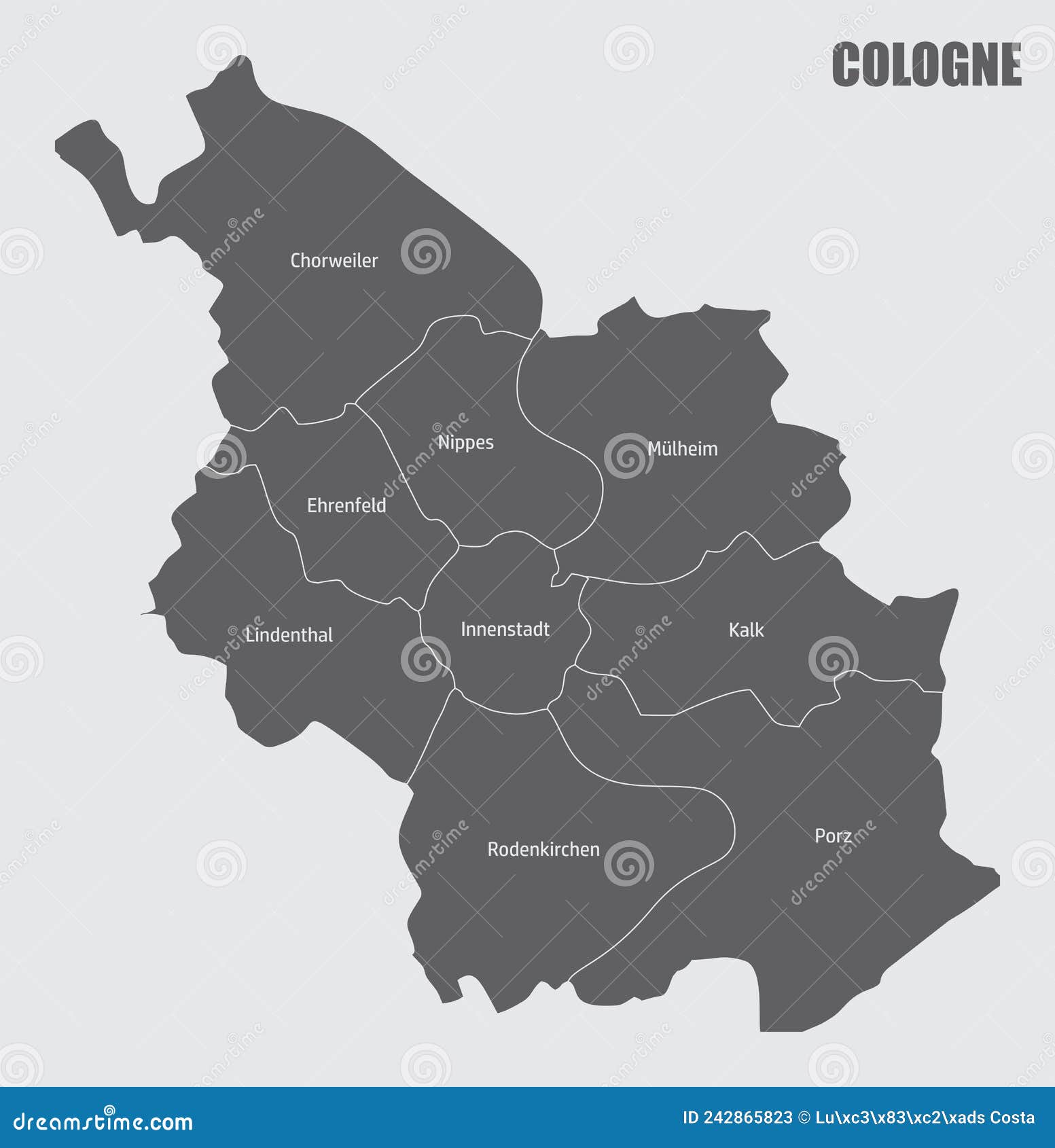 Cologne administrative map stock vector. Illustration of vacation ...