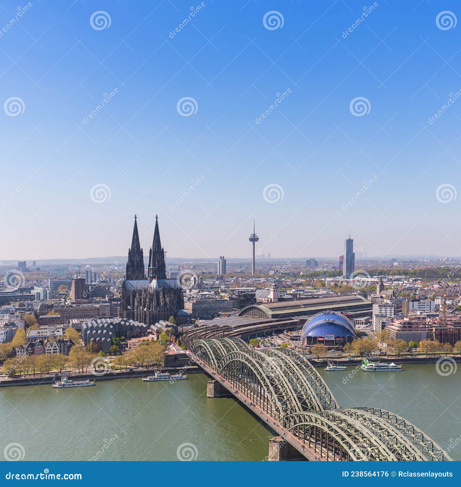 Cologne City in Germany at Spring Stock Photo - Image of shore, church ...