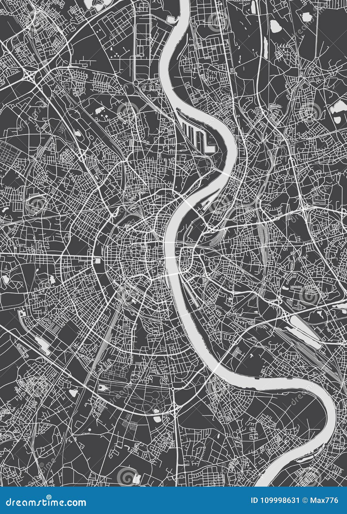 Cologne City Plan, Detailed Vector Map Stock Vector - Illustration of ...