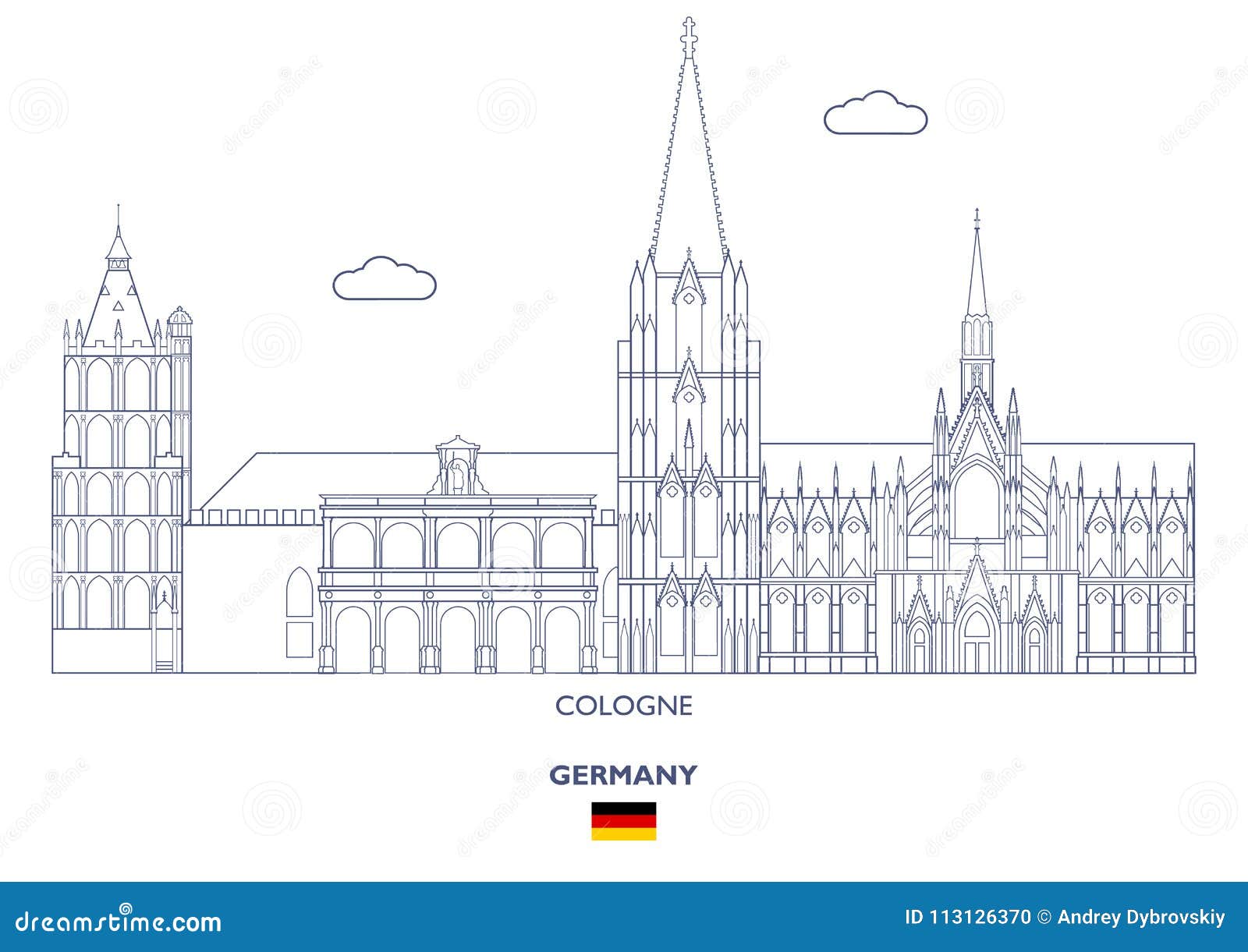 Cologne City Skyline, Germany Stock Vector - Illustration of building ...