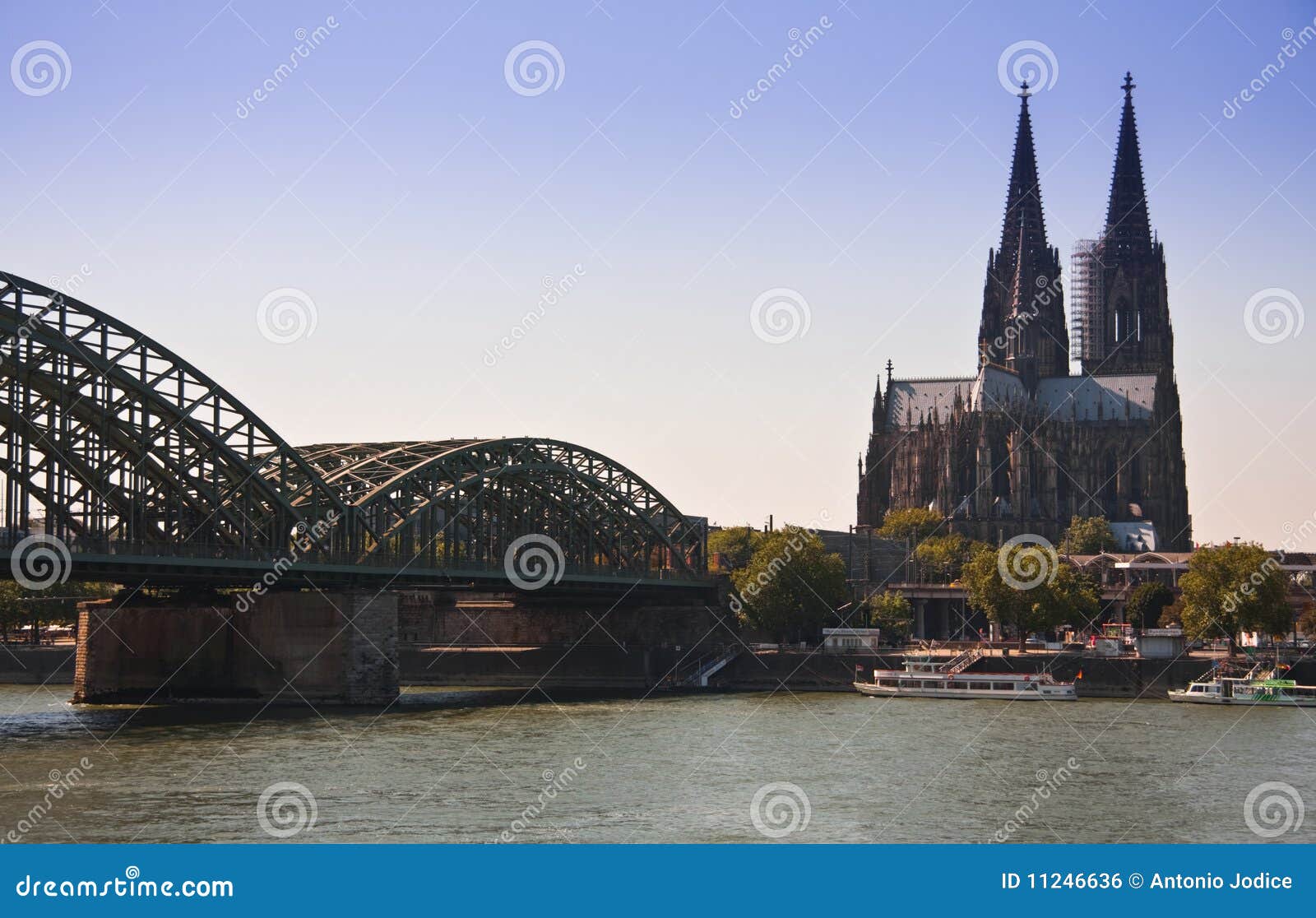 Cologne, Dom and Bridge View Stock Photo - Image of church, railway ...