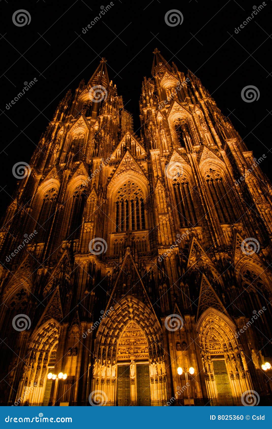 Cologne Dom by night stock photo. Image of building, full - 8025360