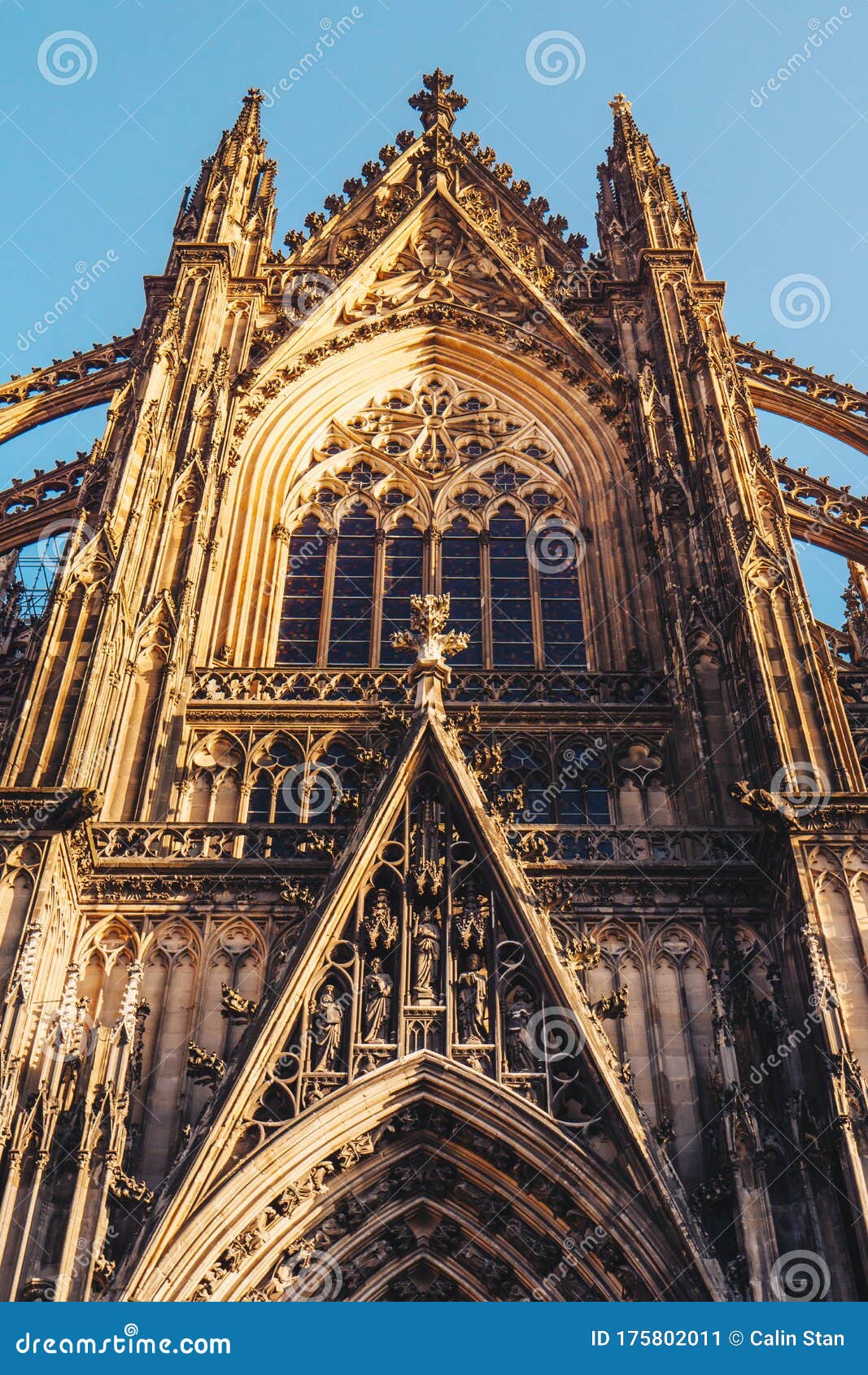 Cologne, Germany Gothic Cathedral Facade Detail in Morning Light Stock ...
