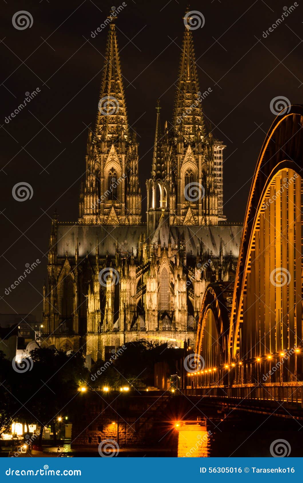 Cologne, Germany in the Night Stock Photo - Image of city, basilica ...