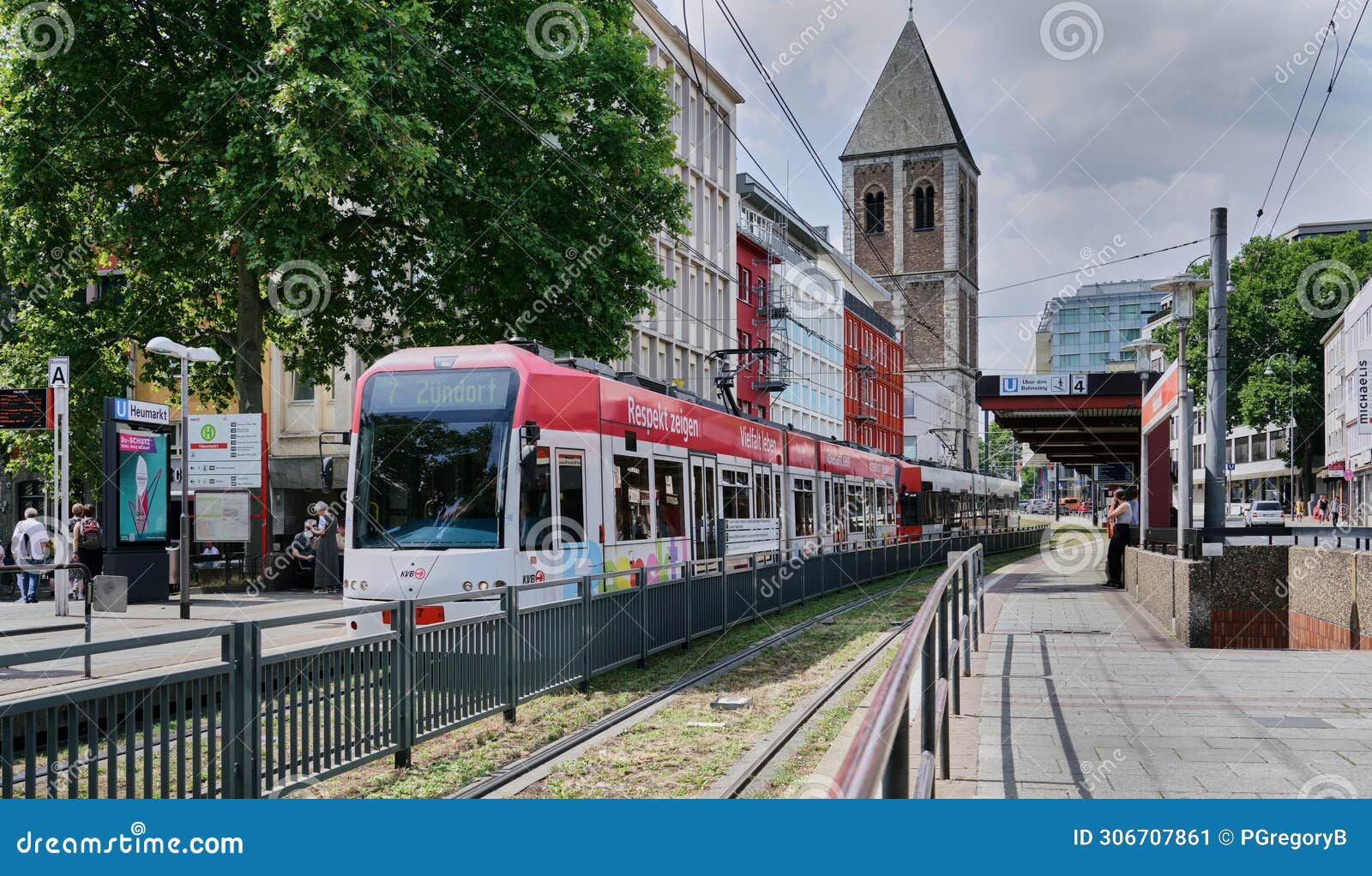 Cologne Germany Public Transit Tram at a Platform in the Downtown ...