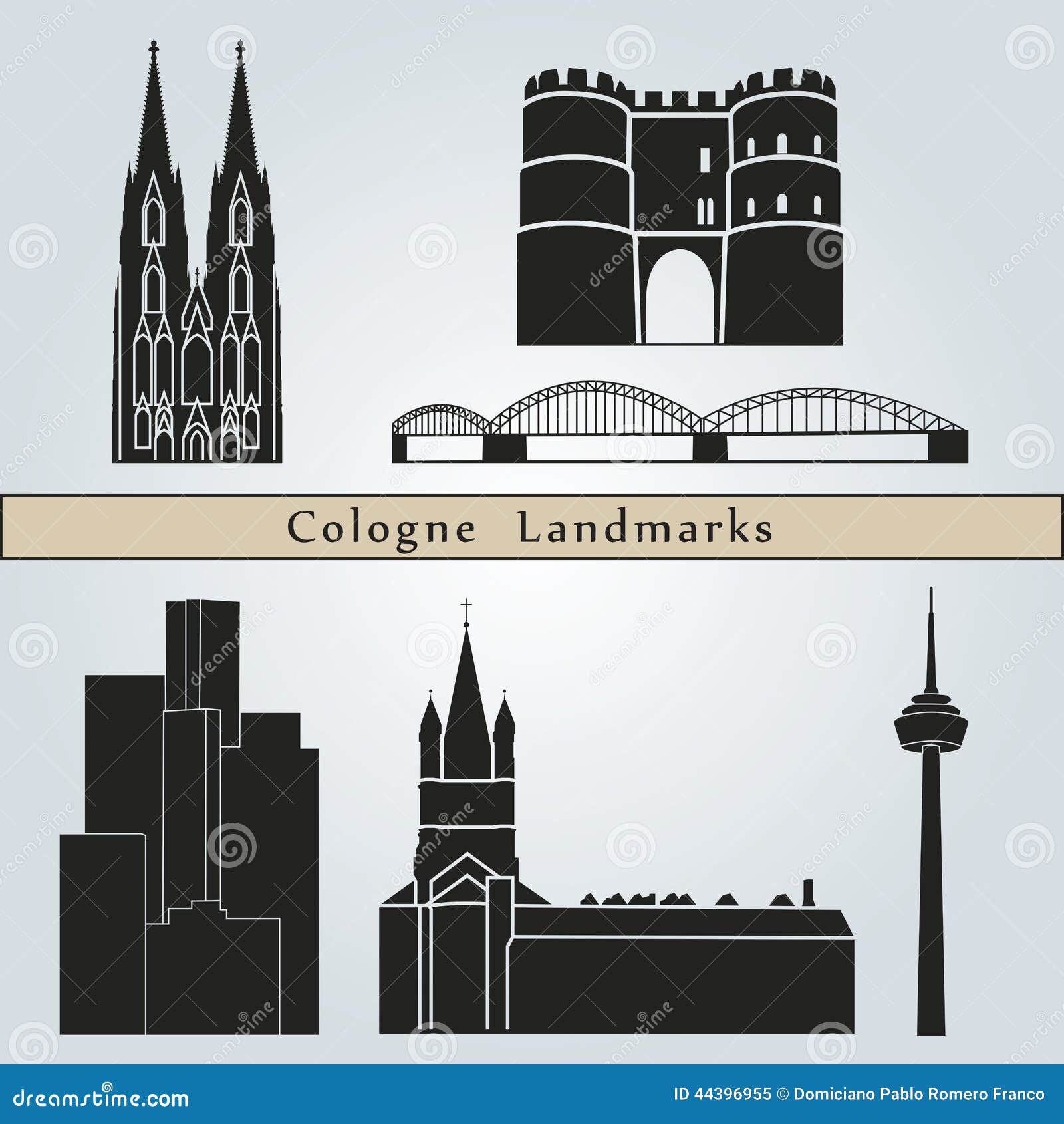 Cologne Landmarks stock vector. Illustration of europe - 44396955