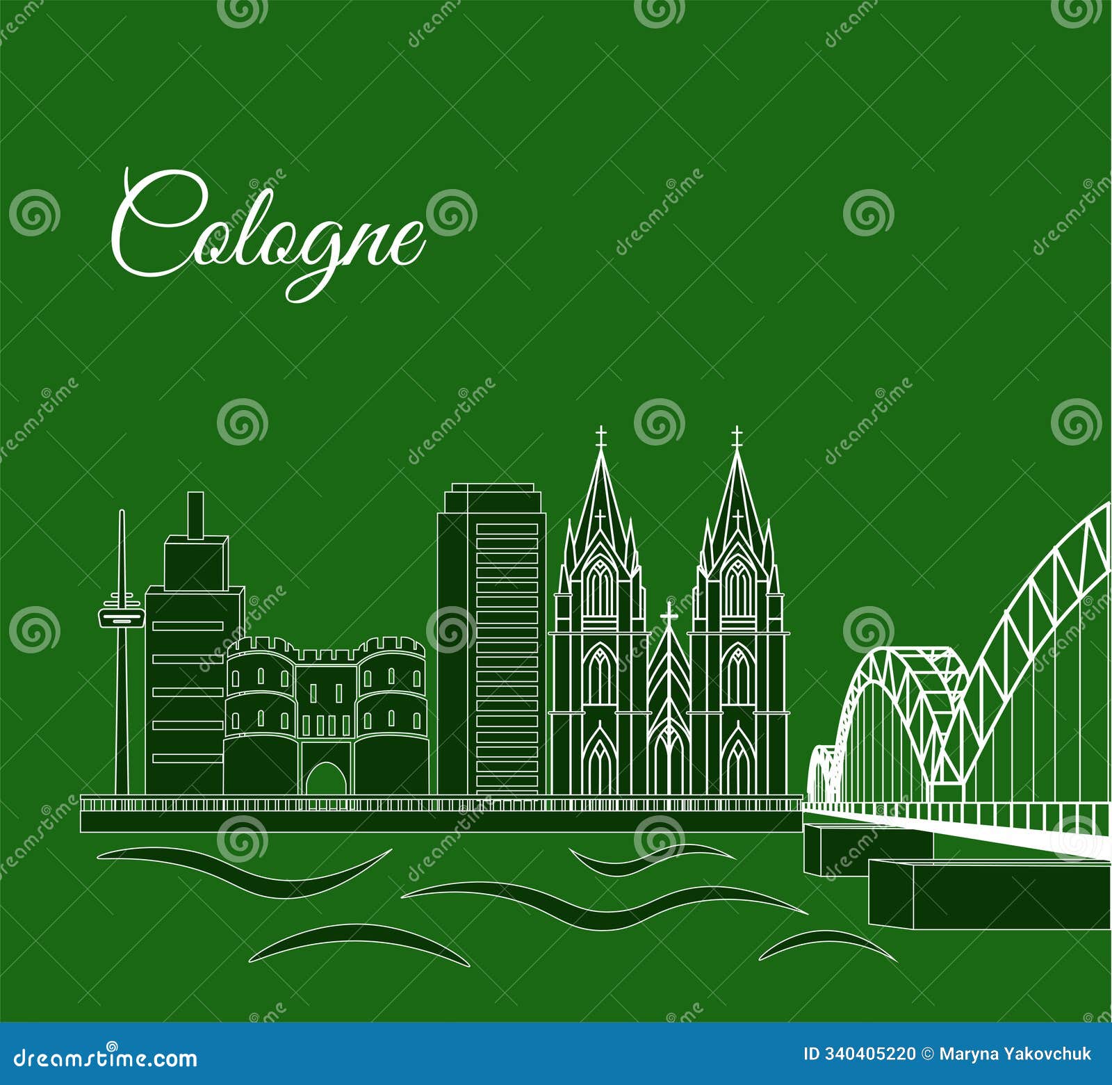 Cologne landmarks set 2 stock illustration. Illustration of sketch ...