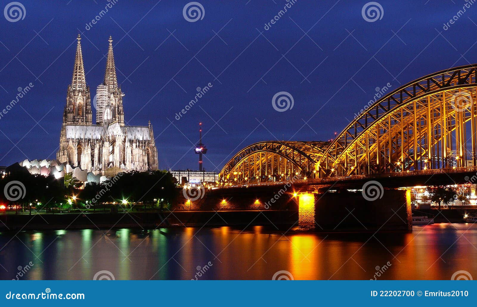 Cologne at night stock photo. Image of water, europe - 22202700