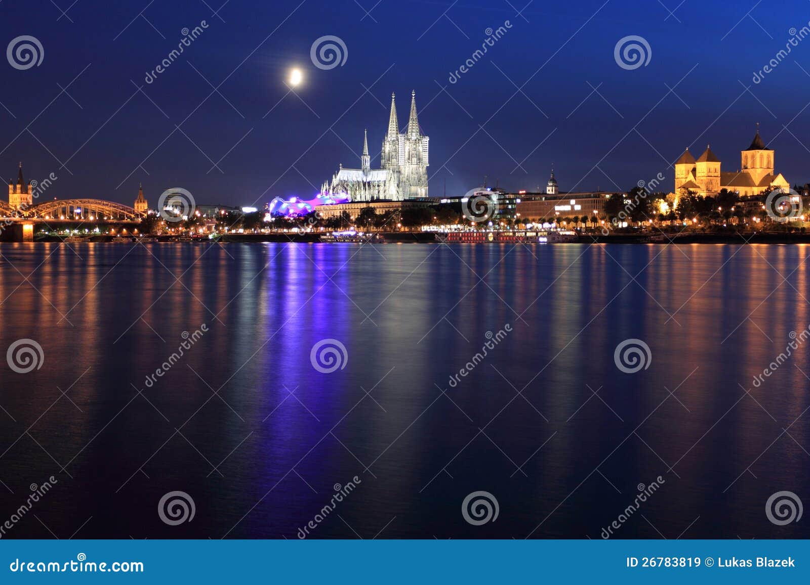 Cologne at night stock image. Image of landmark, cologne - 26783819