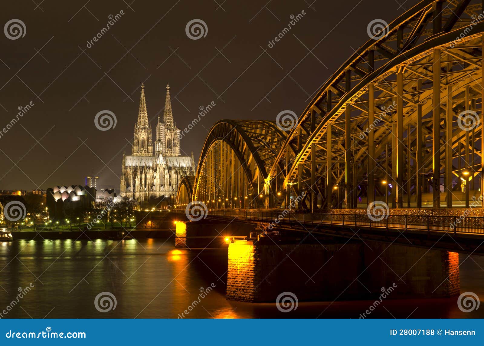 Cologne at night stock photo. Image of rhine, evening - 28007188