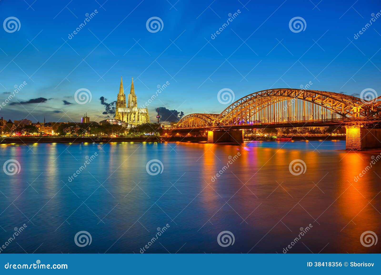Cologne at night stock photo. Image of landmark, cloud - 38418356