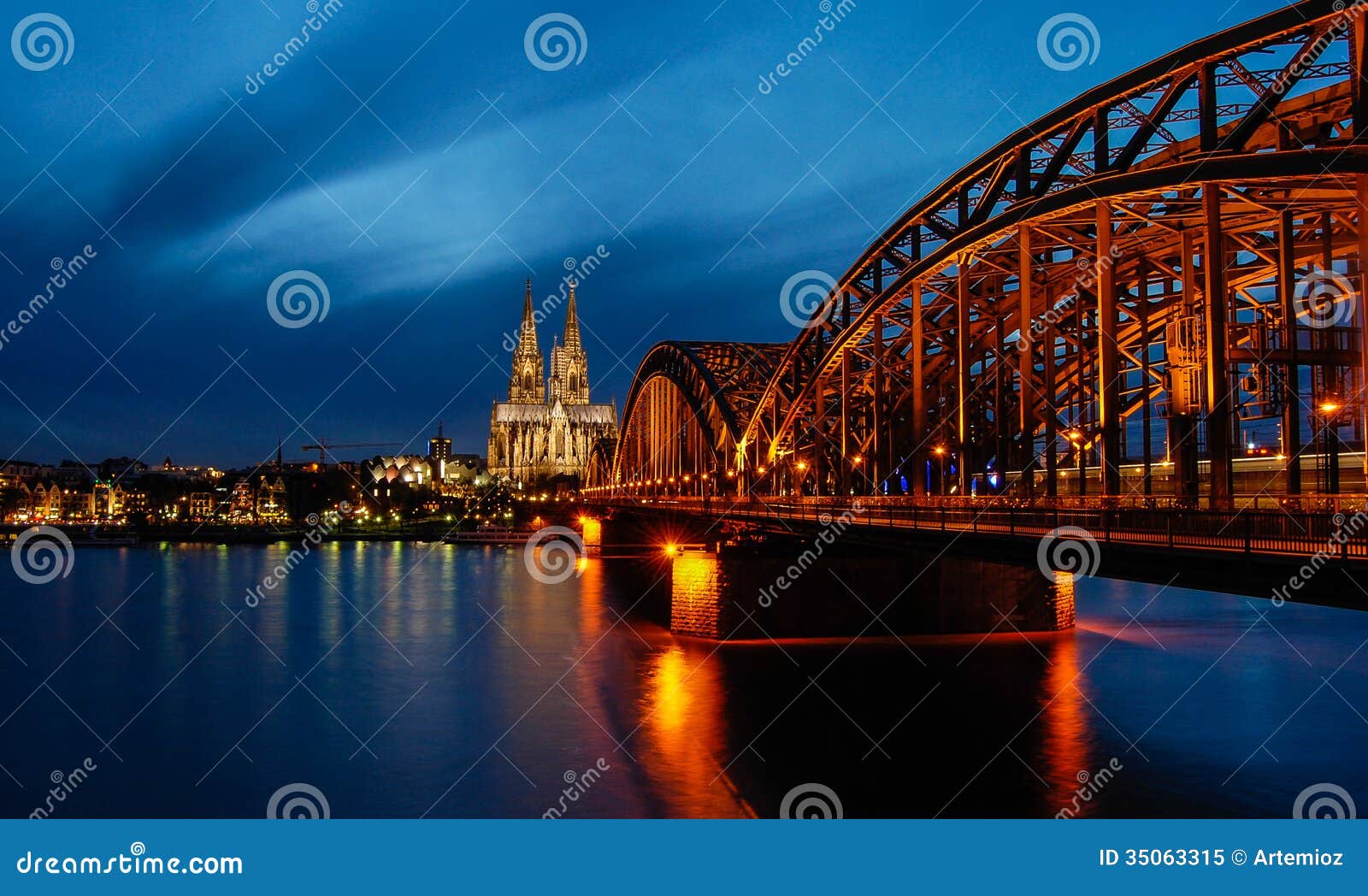 Cologne at night stock image. Image of rhinewestphalia - 35063315