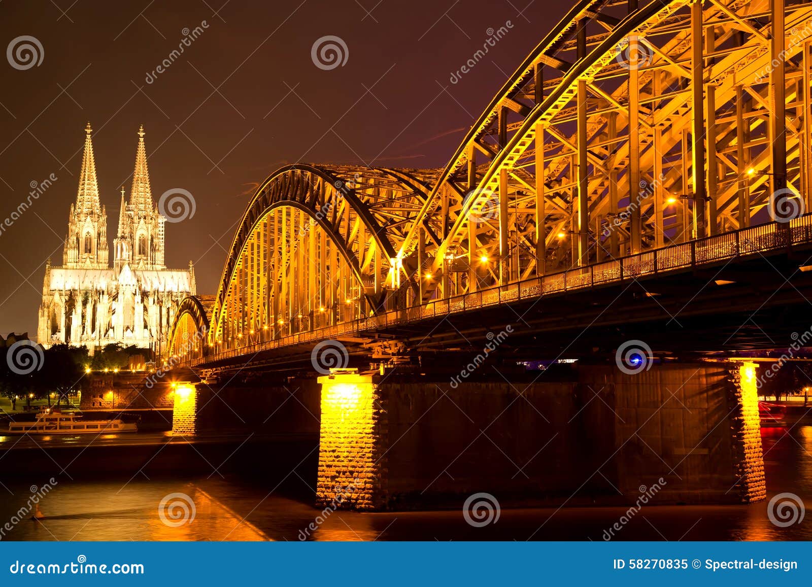 Cologne at night stock image. Image of german, landmark - 58270835