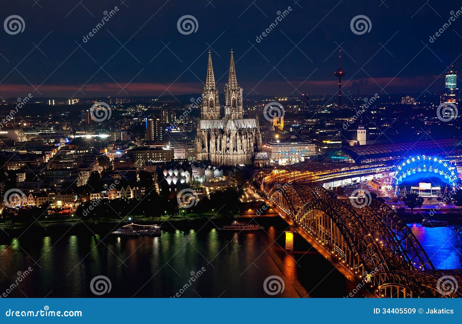 Cologne by night stock image. Image of panoramic, light - 34405509