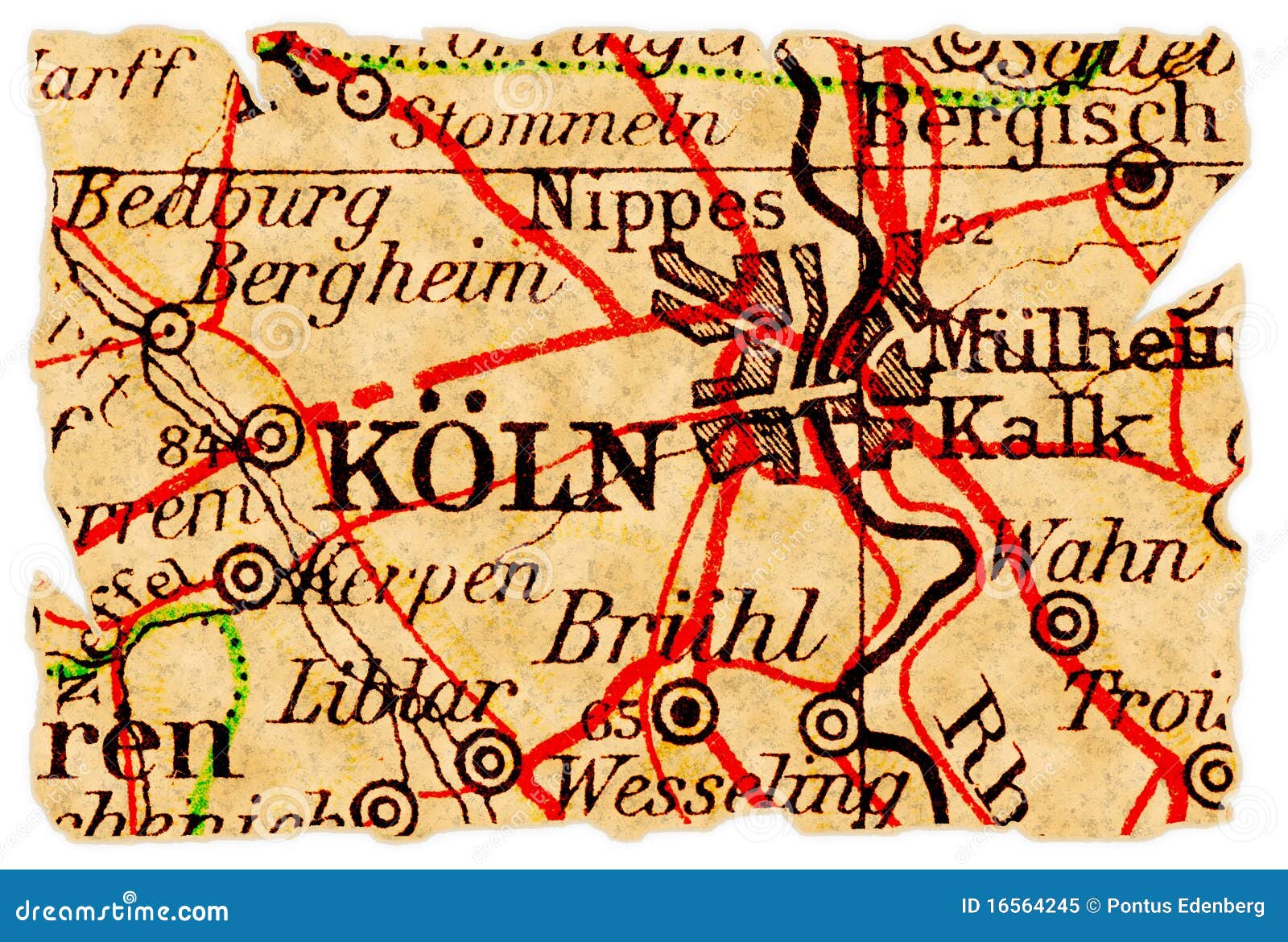 Cologne old map stock image. Image of isolated, town - 16564245