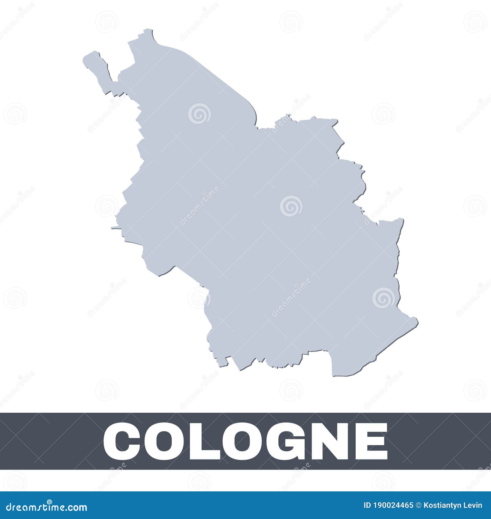 Cologne Outline Map. Vector Map of Cologne City Area Borders with ...