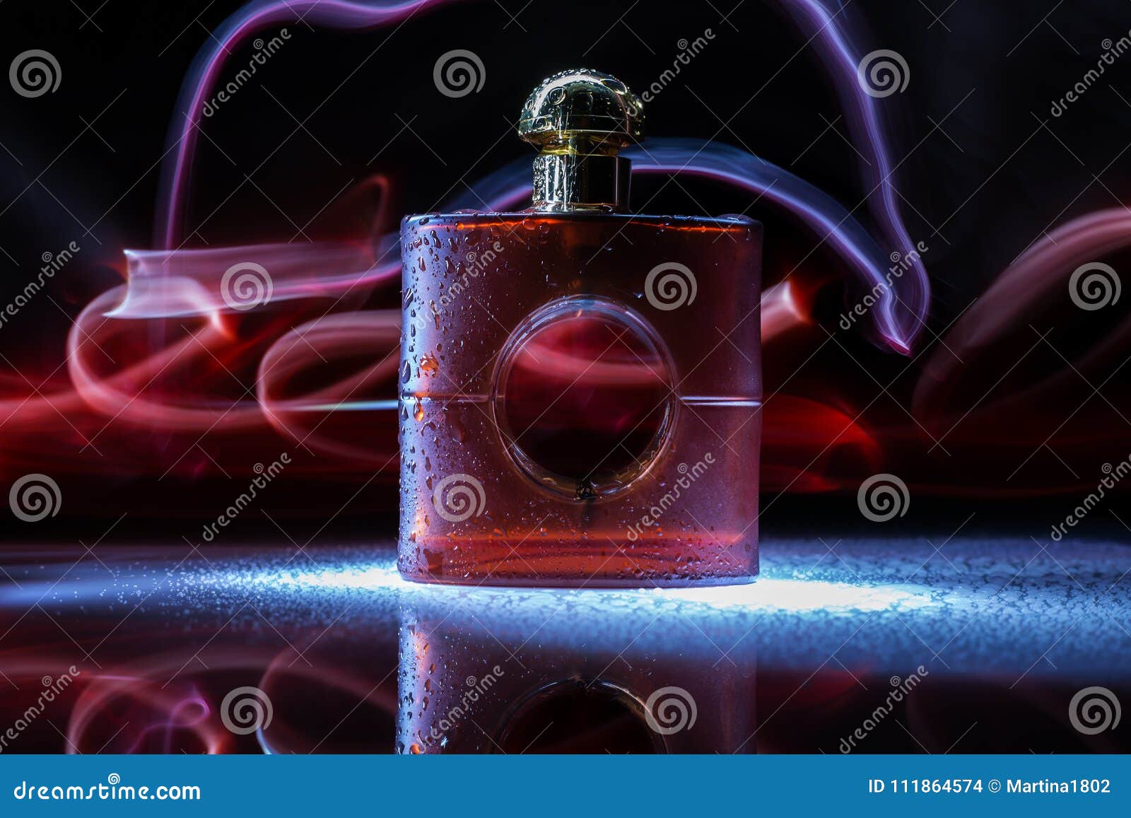 Bottle of Cologne Perfume on Red Light Background Stock Photo - Image ...