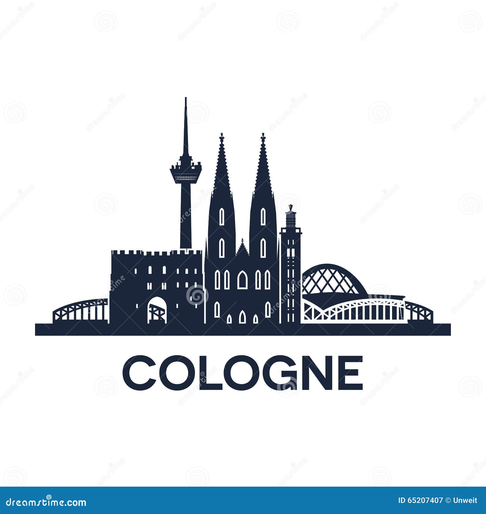 Cologne Skyline Emblem stock vector. Illustration of cityscape - 65207407