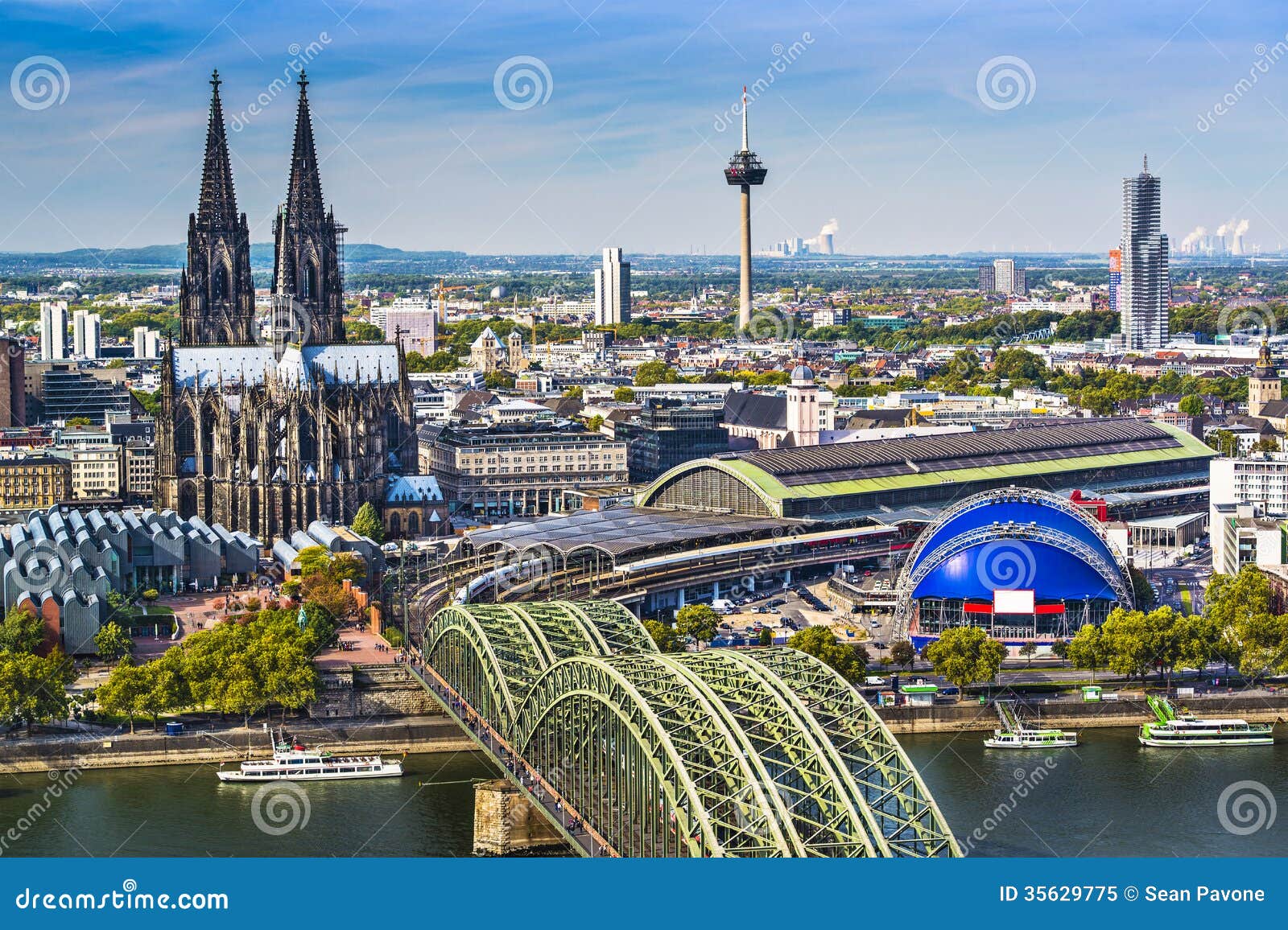 Cologne Skyline stock image. Image of cathedral, aerial - 35629775