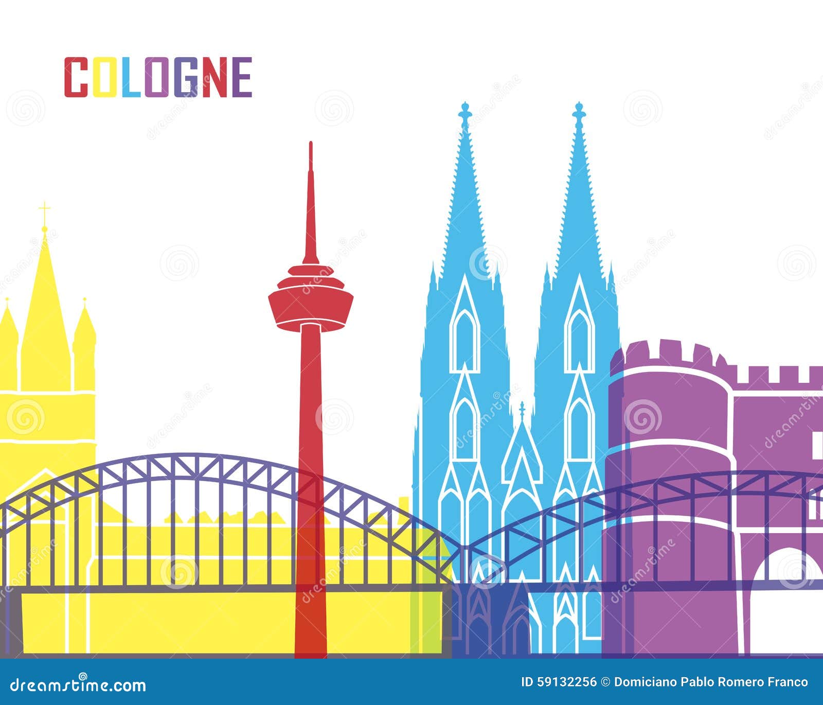 Cologne skyline pop stock vector. Illustration of cologne - 59132256
