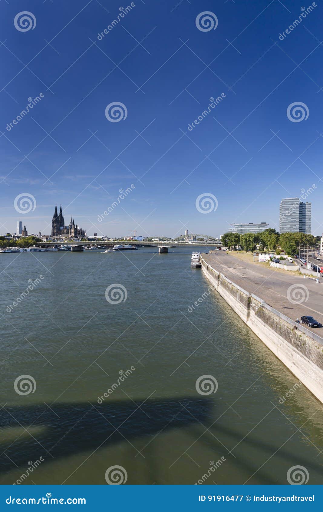 Cologne Skyline and Rhine River, Germany Stock Image - Image of ...