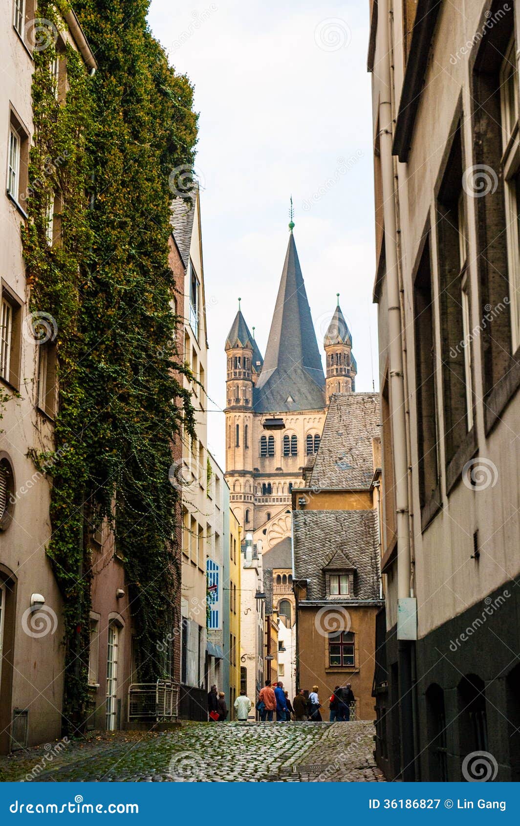 Cologne streets and church stock image. Image of streets - 36186827