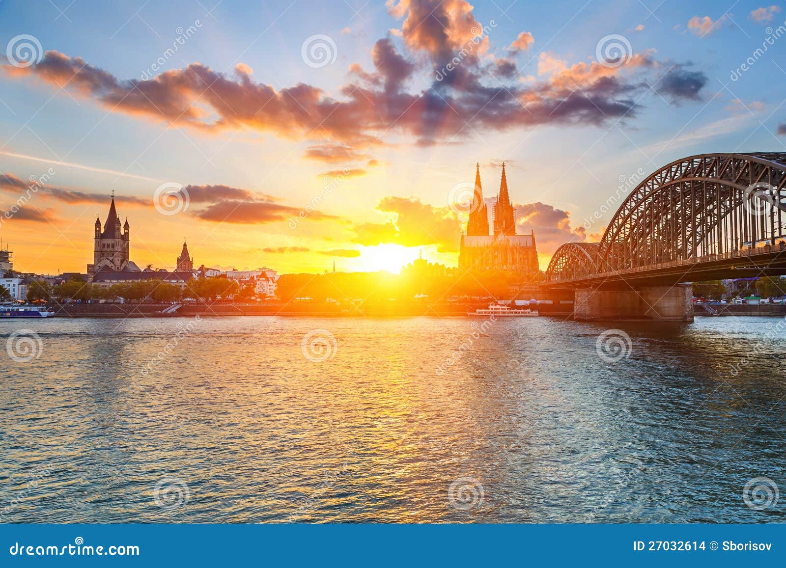 Cologne at sunset stock photo. Image of dark, european - 27032614