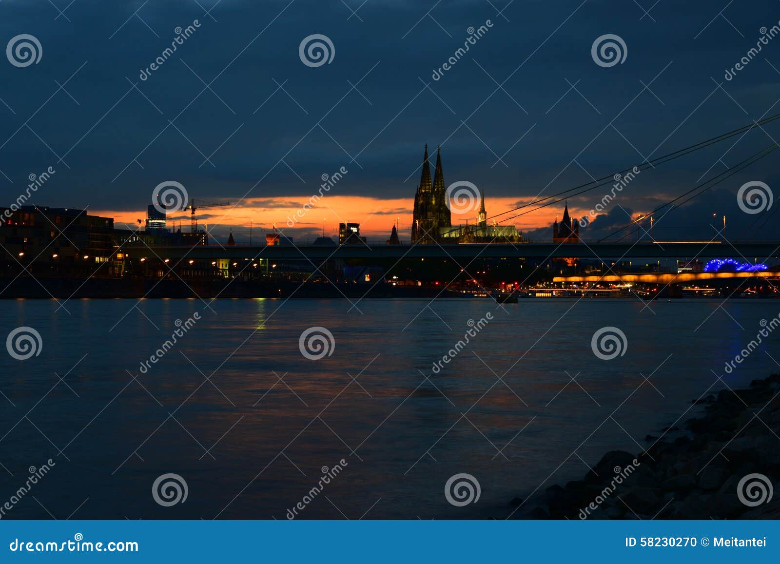 Cologne Sunset VII editorial image. Image of illumination - 58230270