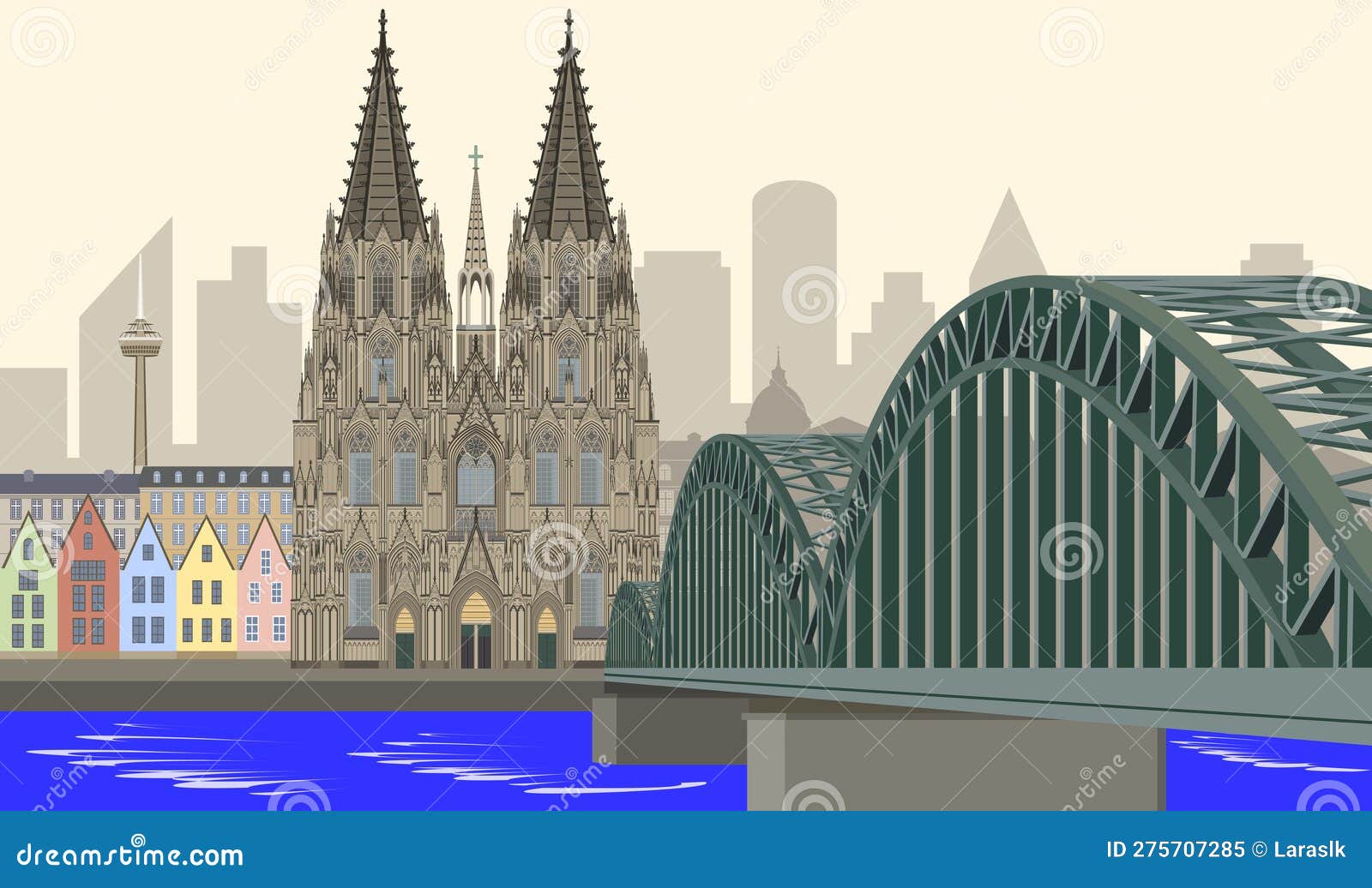 Cologne vector sityscape stock illustration. Illustration of catholic ...