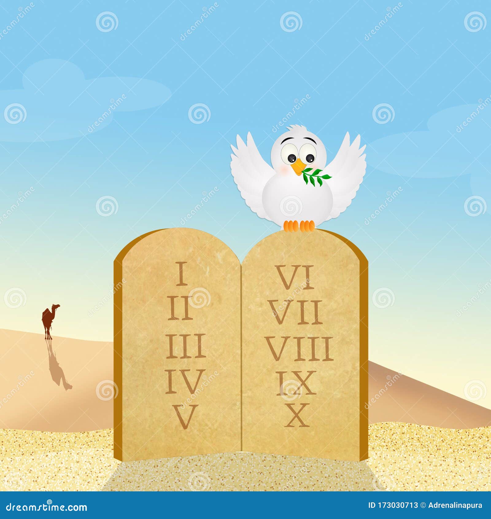 Colombe Sur Les Tables Des Dix Commandements Illustration Stock ...