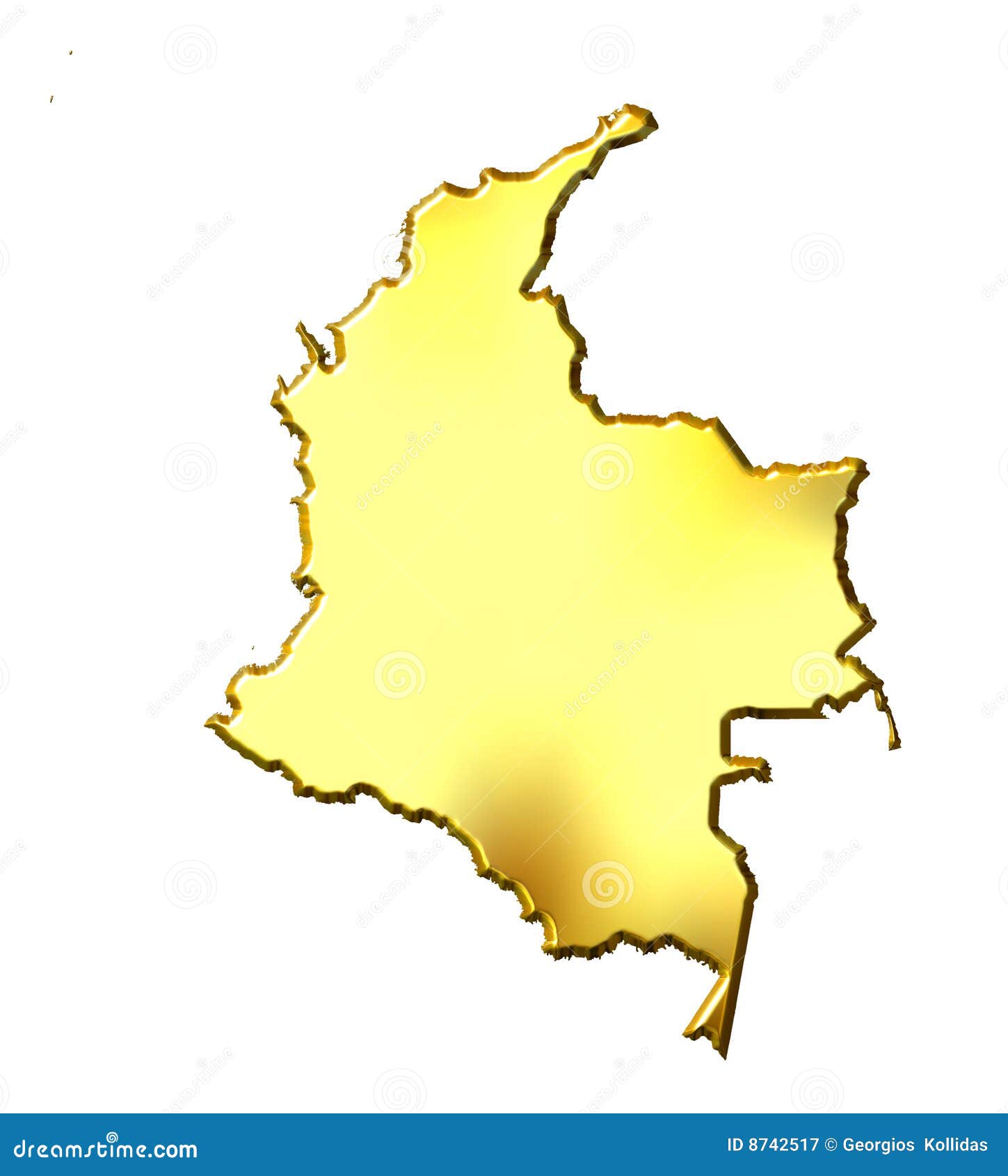 Colombia 3d Golden Map Stock Image | CartoonDealer.com #8742517