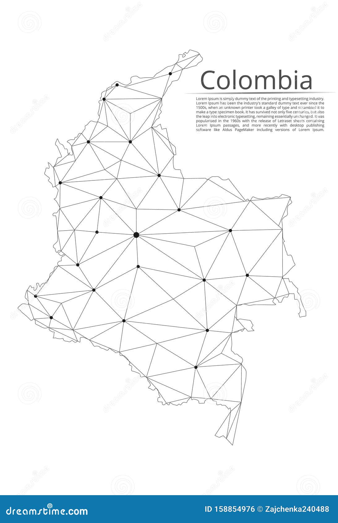 Colombia Communication Network Map. Vector Low Poly Image Of A Global ...