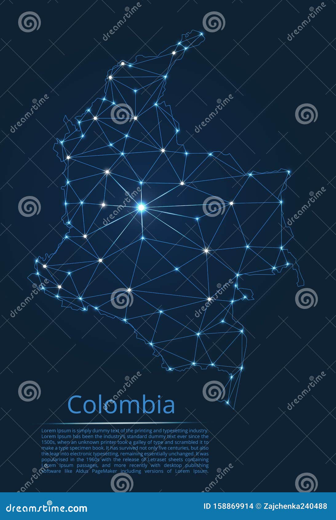 Colombia Communication Network Map. Vector Low Poly Image Of A Global ...