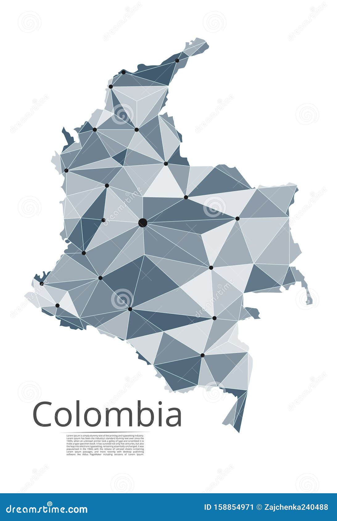Colombia Communication Network Map. Vector Low Poly Image of a Global ...