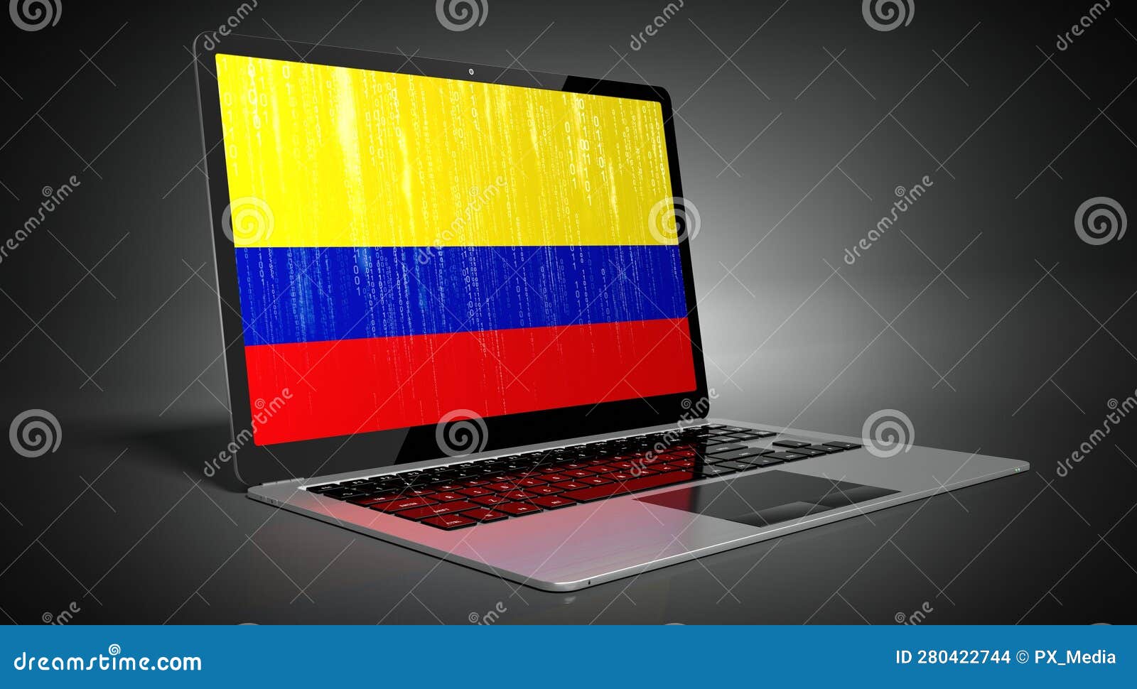 Colombia - Country Flag and Binary Code on Laptop Screen Stock ...