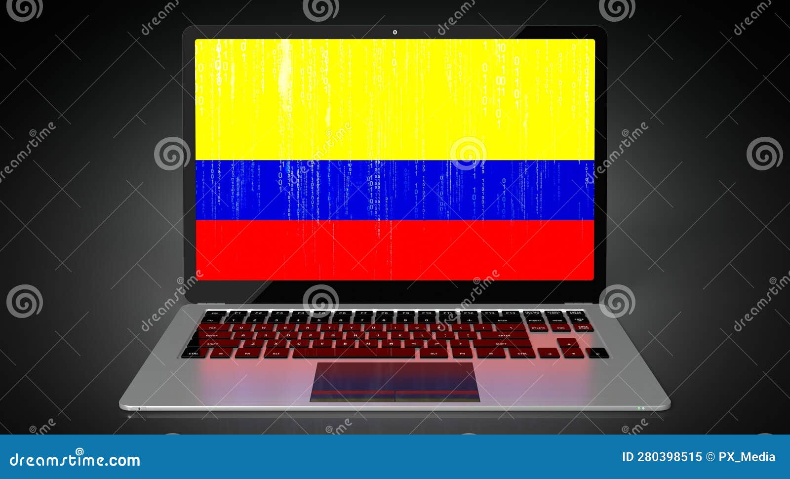 Colombia - Country Flag and Binary Code on Laptop Screen Stock ...