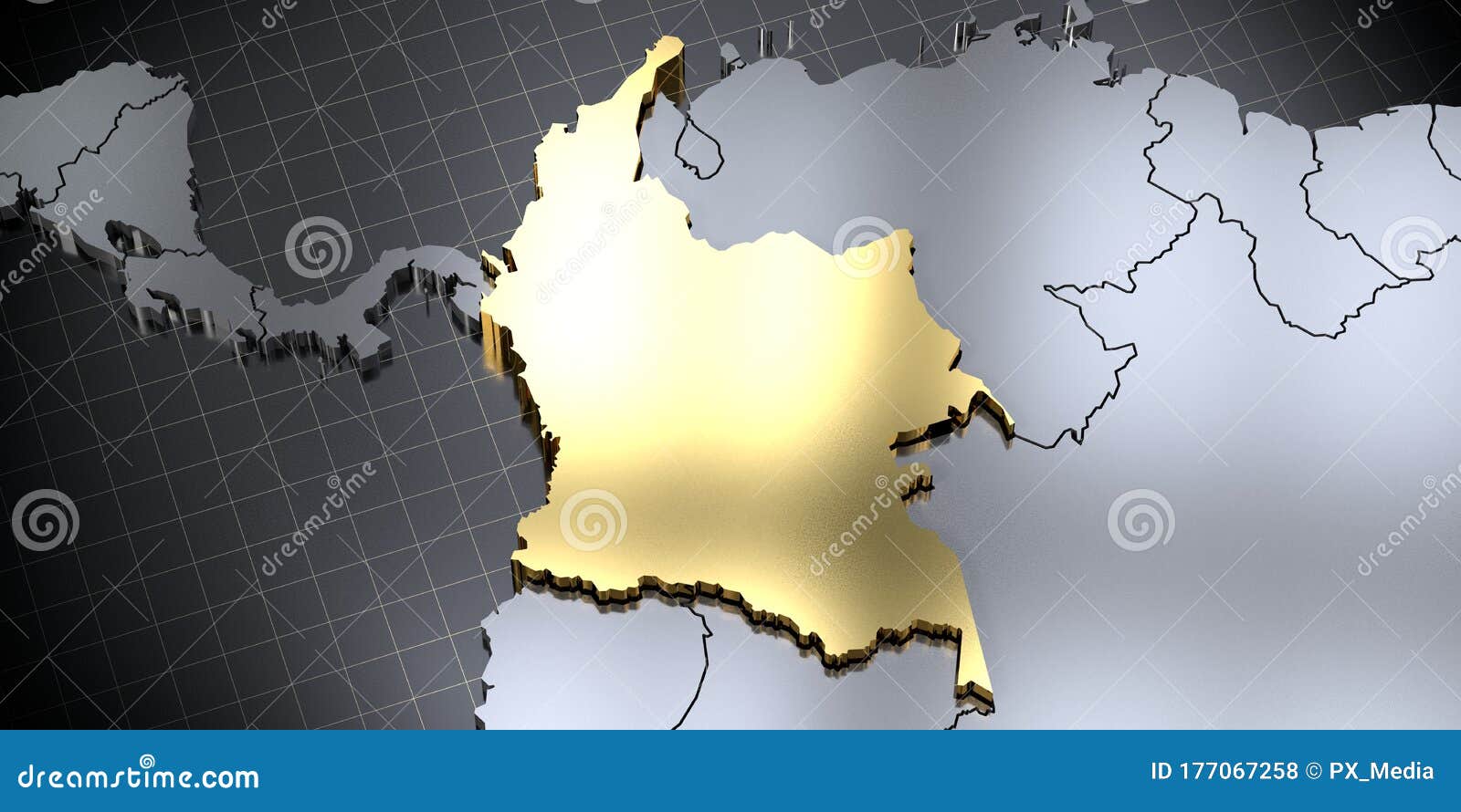 Colombia 3d Golden Map Stock Image | CartoonDealer.com #8742517